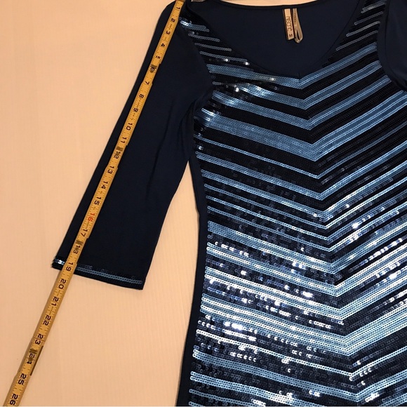 Kische | Dresses | Kische Blue Seqined Shirt Dress Holiday Glammer ...
